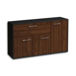 Stil.Zeit Sideboard Edera | Korpus Anthrazit | Walnuss mit Griffen (136x79x35cm)