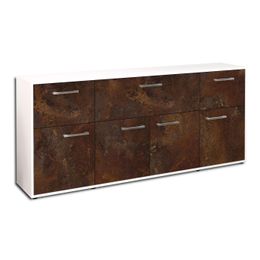 Stil.Zeit Sideboard Gianna | Korpus Weiß | Rost mit Griffen (180x79x35cm)