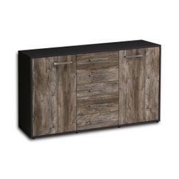 Stil.Zeit Sideboard Dorelly | Korpus Anthrazit | Treibholz mit Griffen (136x79x35cm)