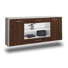 Stil.Zeit Sideboard Olathe | Korpus Weiß | Walnuss hängend mit Griffen (180x79x35cm)