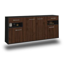 Stil.Zeit Sideboard Killeen | Korpus Anthrazit | Walnuss hängend mit Griffen (180x79x35cm)