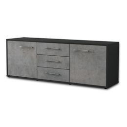 Stil.Zeit Lowboard Ameline | Korpus Anthrazit | Beton mit Griffen (136x49x35cm)