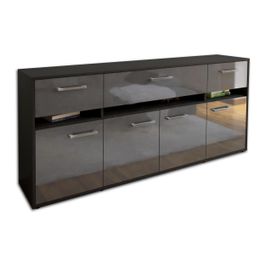 Stil.Zeit Sideboard Flora | Korpus Anthrazit | Grau mit Griffen (180x79x35cm)