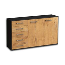 Stil.Zeit Sideboard Dorentina | Korpus Anthrazit | Eiche mit Griffen (136x79x35cm)