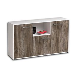 Stil.Zeit Sideboard Demetria | Korpus Weiß | Treibholz mit Griffen (136x79x35cm)