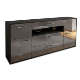 Stil.Zeit Sideboard Emma | Korpus Anthrazit | Grau mit Griffen (180x79x35cm)