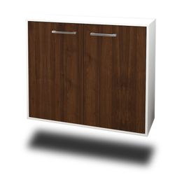 Stil.Zeit Sideboard Hialeah | Korpus Weiß | Walnuss hängend mit Griffen (92x79x35cm)