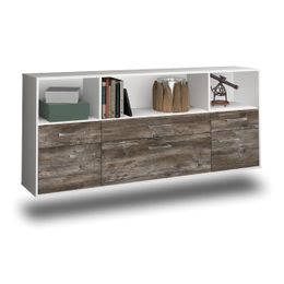 Stil.Zeit Sideboard Cary | Korpus Weiß | Treibholz hängend mit Griffen (180x79x35cm)