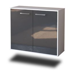 Stil.Zeit Sideboard Hialeah | Korpus Weiß | Grau hängend mit Griffen (92x79x35cm)