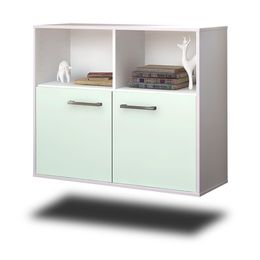 Stil.Zeit Sideboard Rochester | Korpus Weiß | Mint hängend mit Griffen (92x79x35cm)