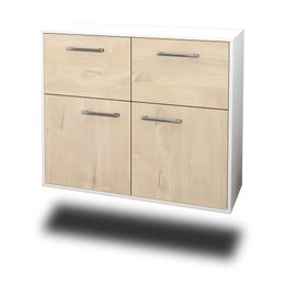 Stil.Zeit Sideboard Gilbert | Korpus Weiß | Zeder hängend mit Griffen (92x79x35cm)