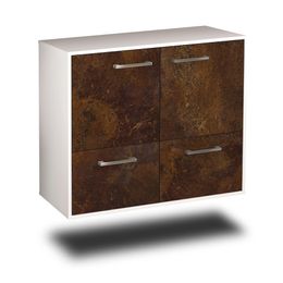 Stil.Zeit Sideboard Montgomery | Korpus Weiß | Rost hängend mit Griffen (92x79x35cm)