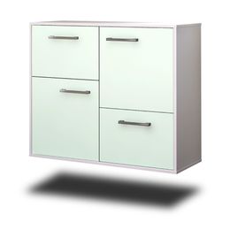 Stil.Zeit Sideboard Fremont | Korpus Weiß | Mint hängend mit Griffen (92x79x35cm)