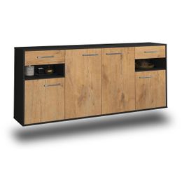 Stil.Zeit Sideboard Killeen | Korpus Anthrazit | Eiche hängend mit Griffen (180x79x35cm)