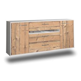 Stil.Zeit Sideboard McKinney | Korpus Weiß | Pinie hängend mit Griffen (180x79x35cm)