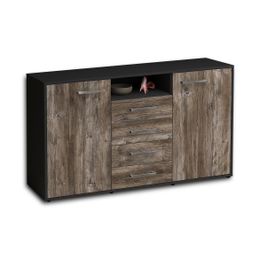 Stil.Zeit Sideboard Donnice | Korpus Anthrazit | Treibholz mit Griffen (136x79x35cm)