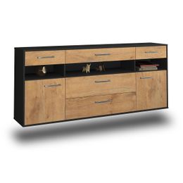 Stil.Zeit Sideboard Inglewood | Korpus Anthrazit | Eiche hängend mit Griffen (180x79x35cm)