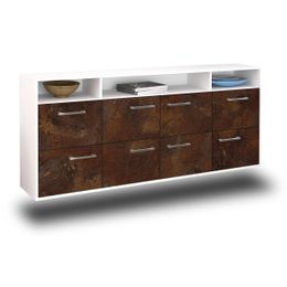 Stil.Zeit Sideboard Concord | Korpus Weiß | Rost hängend mit Griffen (180x79x35cm)