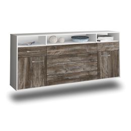 Stil.Zeit Sideboard Bellevue | Korpus Weiß | Treibholz hängend mit Griffen (180x79x35cm)