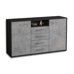 Stil.Zeit Sideboard Donnice | Korpus Anthrazit | Beton mit Griffen (136x79x35cm)