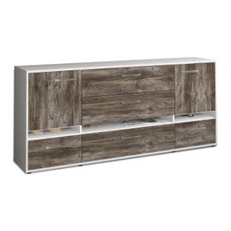 Stil.Zeit Sideboard Floriana | Korpus Weiß | Treibholz mit Griffen (180x79x35cm)