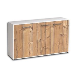 Stil.Zeit Sideboard Delia | Korpus Weiß | Pinie mit Griffen (136x79x35cm)