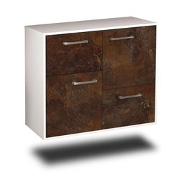 Stil.Zeit Sideboard Fremont | Korpus Weiß | Rost hängend mit Griffen (92x79x35cm)