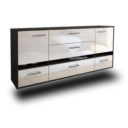 Stil.Zeit Sideboard Athens | Korpus Anthrazit | Weiß hängend mit Griffen (180x79x35cm)