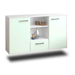 Stil.Zeit Sideboard Oceanside | Korpus Weiß | Mint hängend mit Griffen (136x79x35cm)