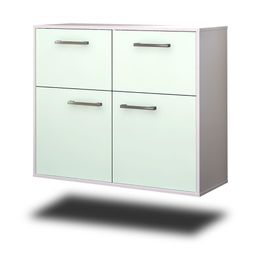 Stil.Zeit Sideboard Gilbert | Korpus Weiß | Mint hängend mit Griffen (92x79x35cm)