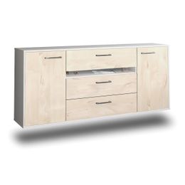 Stil.Zeit Sideboard McKinney | Korpus Weiß | Zeder hängend mit Griffen (180x79x35cm)