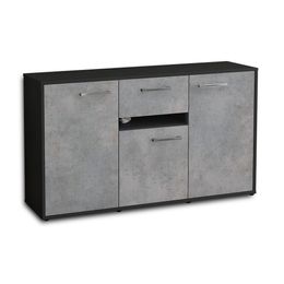 Stil.Zeit Sideboard Dorina | Korpus Anthrazit | Beton mit Griffen (136x79x35cm)