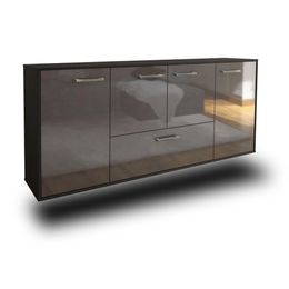 Stil.Zeit Sideboard Escondido | Korpus Anthrazit | Grau hängend mit Griffen (180x79x35cm)