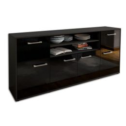 Stil.Zeit Sideboard Ermelina | Korpus Anthrazit | Schwarz mit Griffen (180x79x35cm)