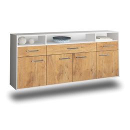 Stil.Zeit Sideboard Simi Valley | Korpus Weiß | Eiche hängend mit Griffen (180x79x35cm)