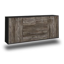 Stil.Zeit Sideboard Metairie | Korpus Anthrazit | Treibholz hängend mit Griffen (180x79x35cm)