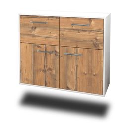 Stil.Zeit Sideboard Gilbert | Korpus Weiß | Pinie hängend mit Griffen (92x79x35cm)