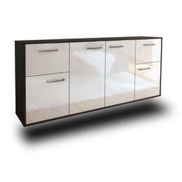 Stil.Zeit Sideboard Costa Mesa | Korpus Anthrazit | Weiß hängend mit Griffen (180x79x35cm)