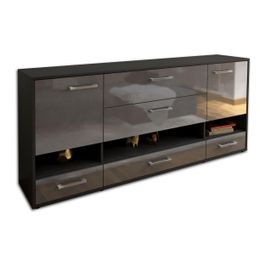 Stil.Zeit Sideboard Florentina | Korpus Anthrazit | Grau mit Griffen (180x79x35cm)