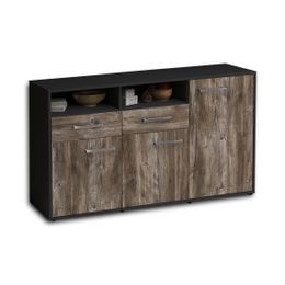 Stil.Zeit Sideboard Editta | Korpus Anthrazit | Treibholz mit Griffen (136x79x35cm)