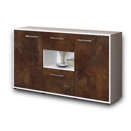 Stil.Zeit Sideboard Denise | Korpus Weiß | Rost mit Griffen (136x79x35cm)