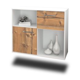 Stil.Zeit Sideboard Shreveport | Korpus Weiß | Pinie hängend mit Griffen (92x79x35cm)