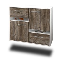 Stil.Zeit Sideboard Irvine | Korpus Weiß | Treibholz hängend mit Griffen (92x79x35cm)