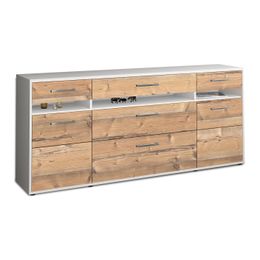 Stil.Zeit Sideboard Giada | Korpus Weiß | Pinie mit Griffen (180x79x35cm)