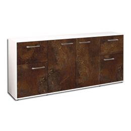 Stil.Zeit Sideboard Georgina | Korpus Weiß | Rost mit Griffen (180x79x35cm)