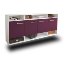 Stil.Zeit Sideboard Provo | Korpus Weiß | Lila hängend mit Griffen (180x79x35cm)