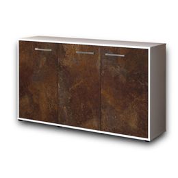 Stil.Zeit Sideboard Delia | Korpus Weiß | Rost mit Griffen (136x79x35cm)