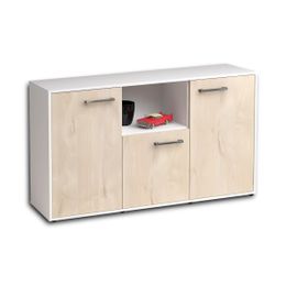 Stil.Zeit Sideboard Demetria | Korpus Weiß | Zeder mit Griffen (136x79x35cm)