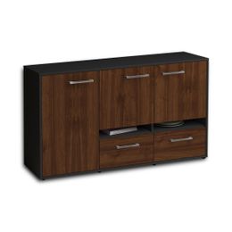 Stil.Zeit Sideboard Ebe | Korpus Anthrazit | Walnuss mit Griffen (136x79x35cm)