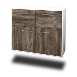 Stil.Zeit Sideboard Gilbert | Korpus Weiß | Treibholz hängend mit Griffen (92x79x35cm)